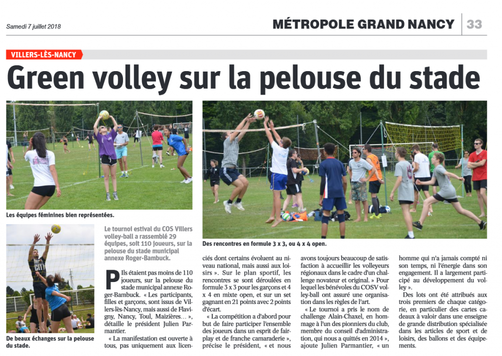 Green Volley 2018 – COS Villers Volley-Ball